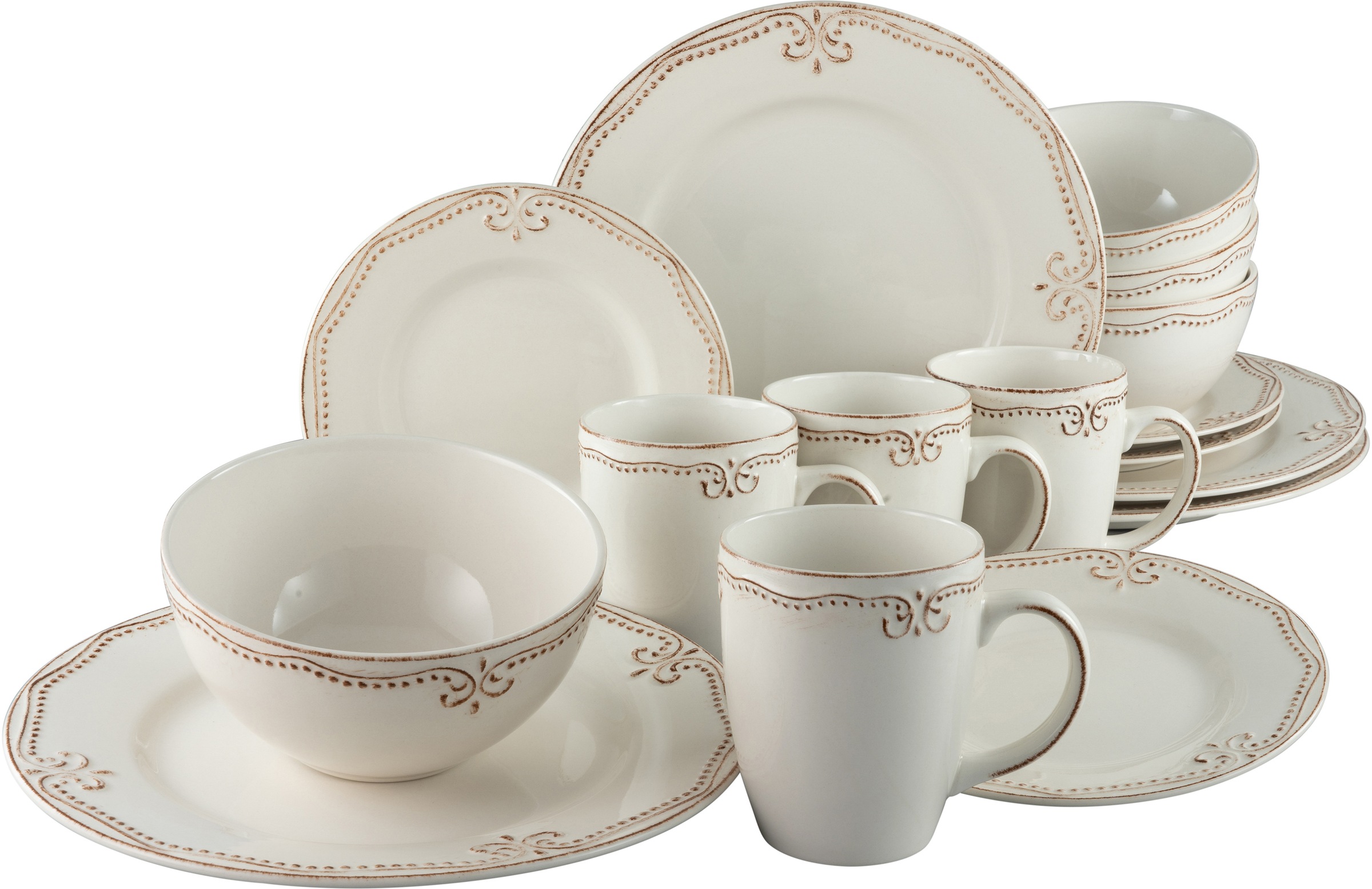 CreaTable Kombiservice »Geschirr-Set Romantic Vintage«, (Set, 16 tlg., Kaffeeservice und ...