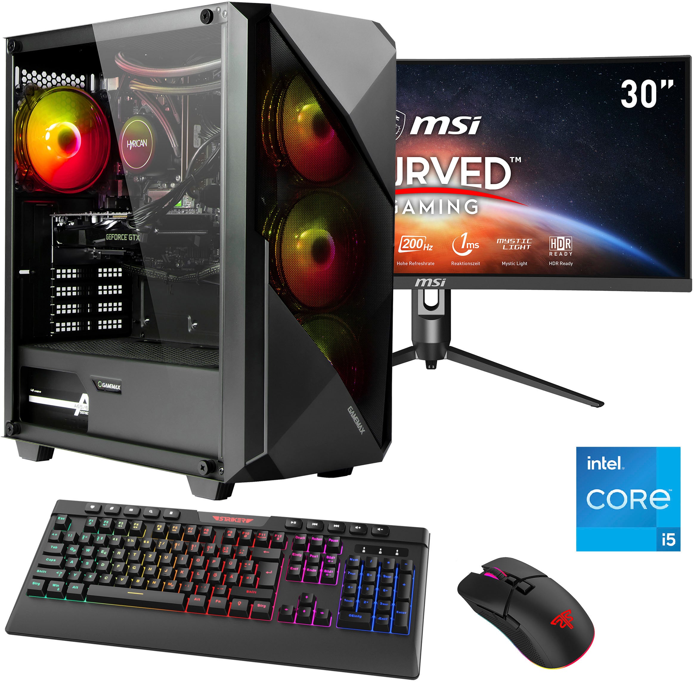 Hyrican Gaming-PC-Komplettsystem »Striker SET02390«, DDR5, Windows 11, inklusive 30" Curved ...